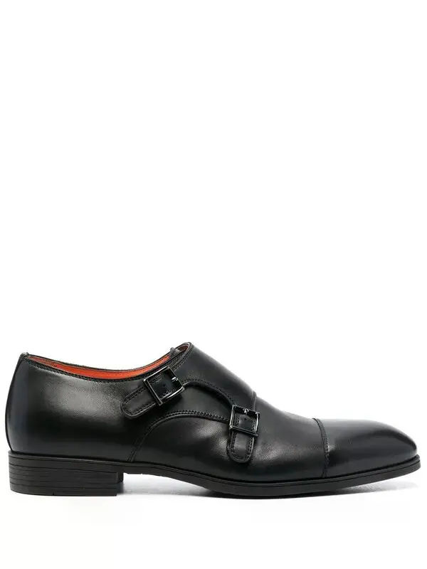 Santoni Double-buckle Leather Monk Shoes