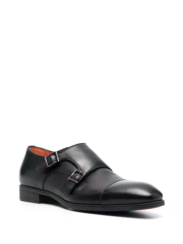 Santoni Double-buckle Leather Monk Shoes