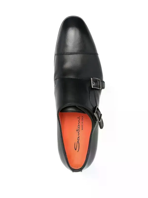 Santoni Double-buckle Leather Monk Shoes