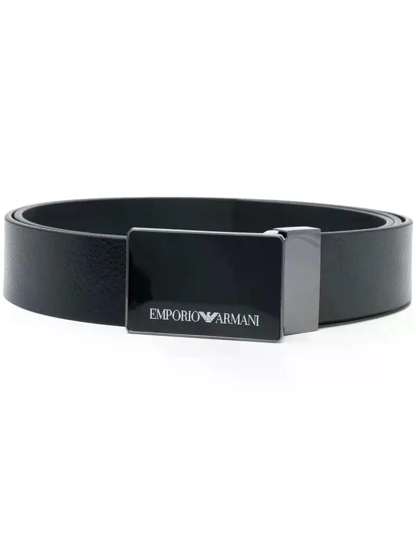 Emporio Armani Logo-buckle Leather Belt - Black