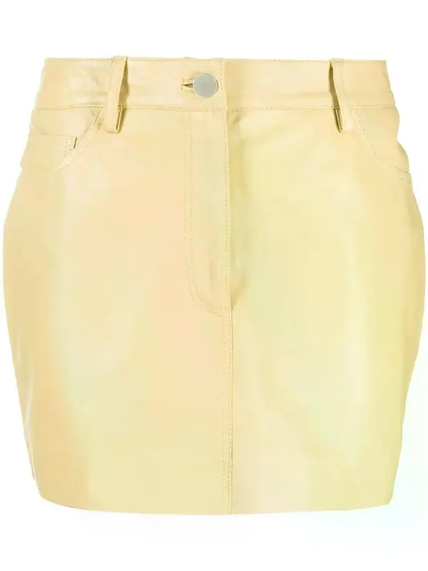 Remain Birger Christensen Leather Mini Skirt - Yellow