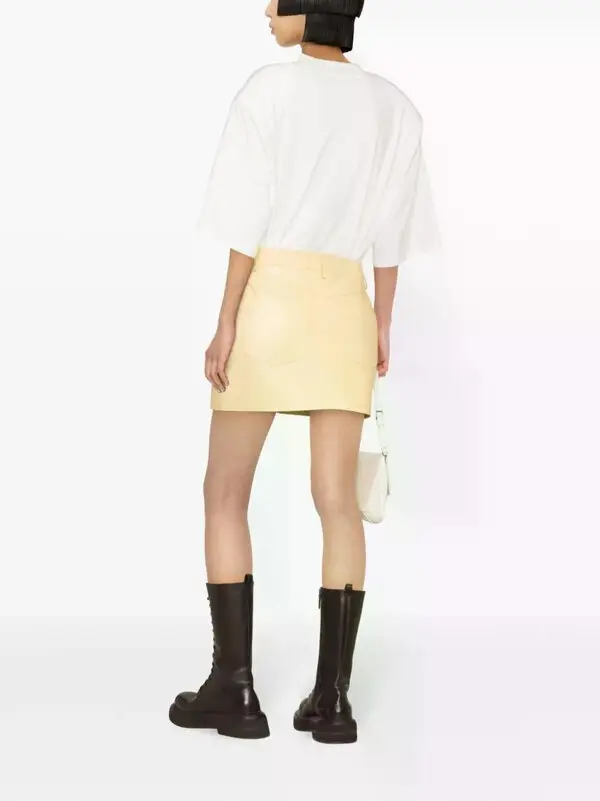 Remain Birger Christensen Leather Mini Skirt - Yellow