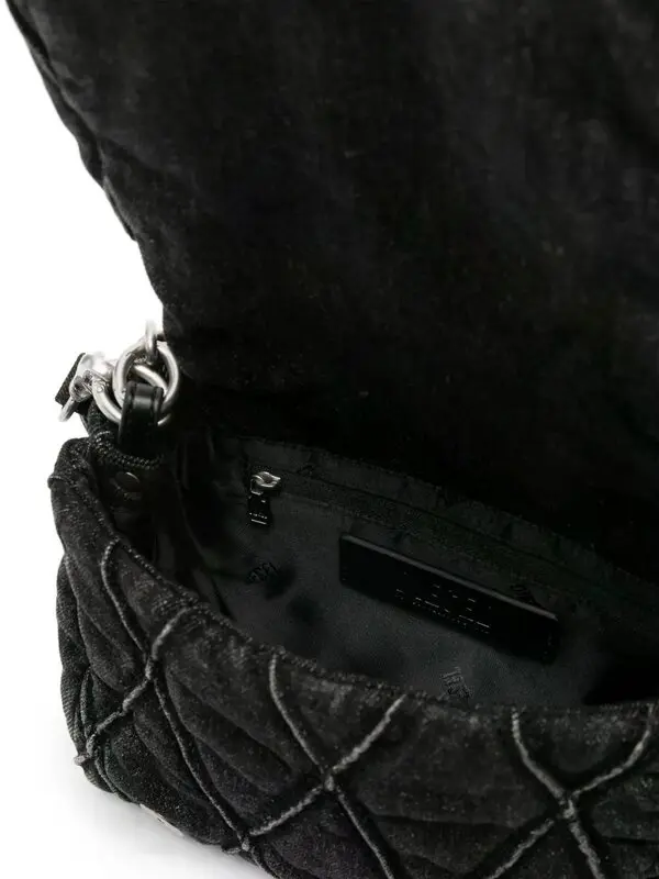 DIESEL® Logo-charm Quilted Denim Bag - Black