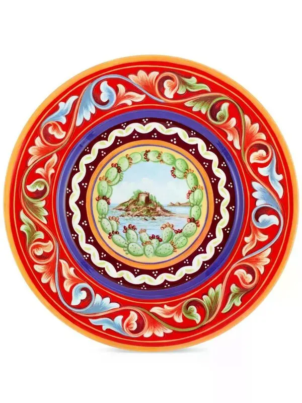 Dolce & Gabbana 2 Piece Fine Porcelain Dinner Plate Set - Red
