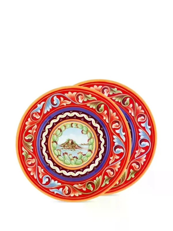 Dolce & Gabbana 2 Piece Fine Porcelain Dinner Plate Set