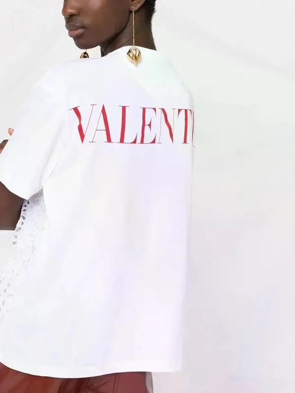 Valentino Garavani Logo Print Lace-panel T-shirt