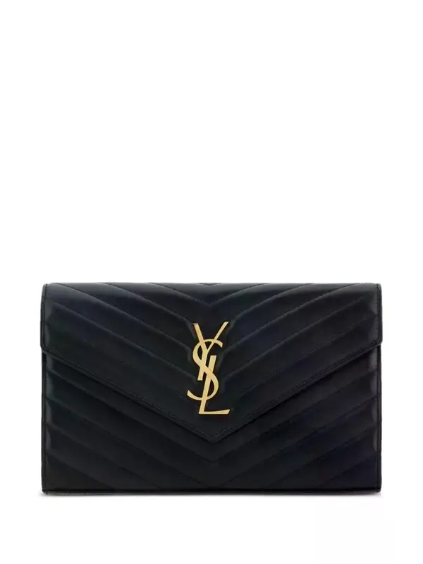 Saint Laurent Cassandre Leather Chain Wallet - Black