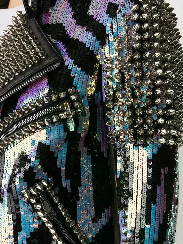 Philipp Plein Zebra Leather Biker Jacket