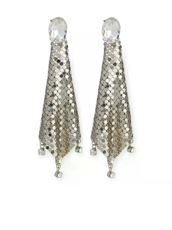 Rabanne Crystal-embellished Chainmail Drop Earrings - Silver