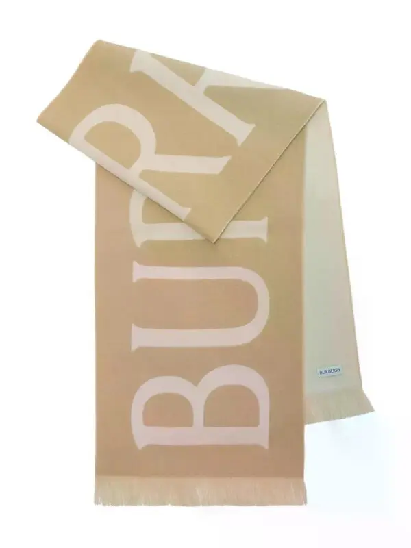 Burberry Logo-jacquard Wool Scarf - Neutrals