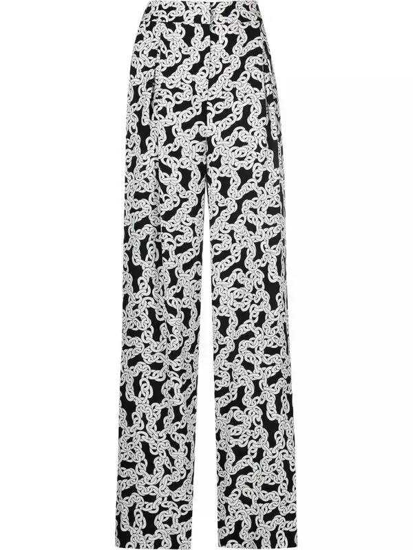 Diane Von Furstenberg Brooklyn Chain-link Print Straight-leg Trousers