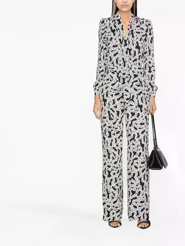 Diane Von Furstenberg Brooklyn Chain-link Print Straight-leg Trousers