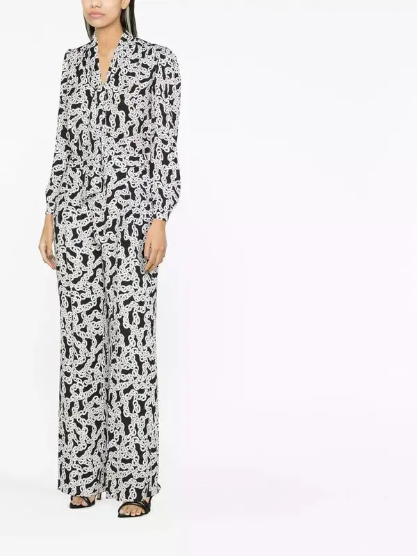 Diane Von Furstenberg Brooklyn Chain-link Print Straight-leg Trousers