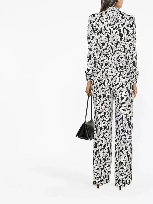 Diane Von Furstenberg Brooklyn Chain-link Print Straight-leg Trousers