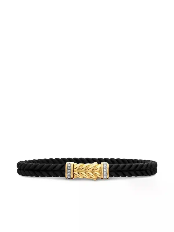 David Yurman 18kt Yellow Gold And Diamond Chevron Bracelet - Black