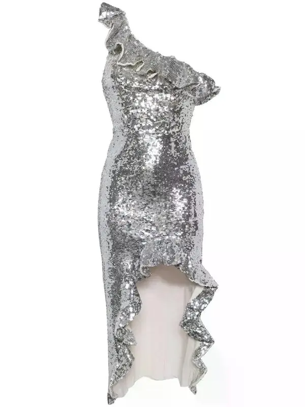 NEEDLE & THREAD Betty Sequin-embellished Asymmetric Midi Dress - Metallic