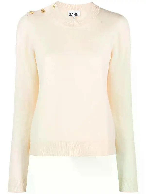 GANNI Mix Merino-cashmere Jumper - Neutrals
