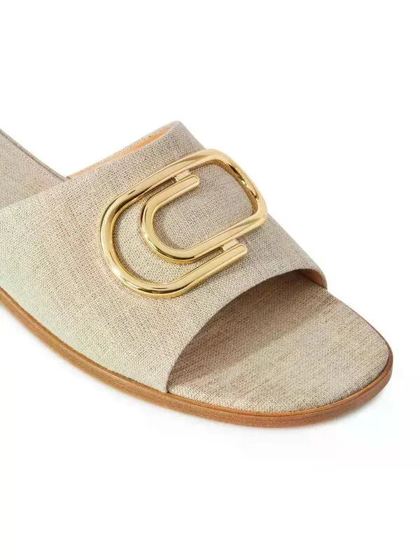 Off-White Logo-plaque Linen Slides - Neutrals