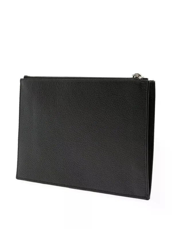 Orciani Logo-lettering Leather Clutch - Black