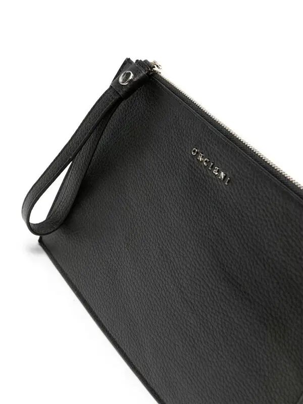 Orciani Logo-lettering Leather Clutch - Black
