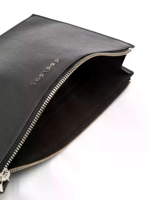 Orciani Logo-lettering Leather Clutch - Black