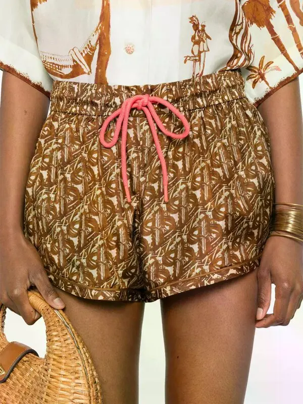 Zimmermann Coco Silk Shorts - Brown