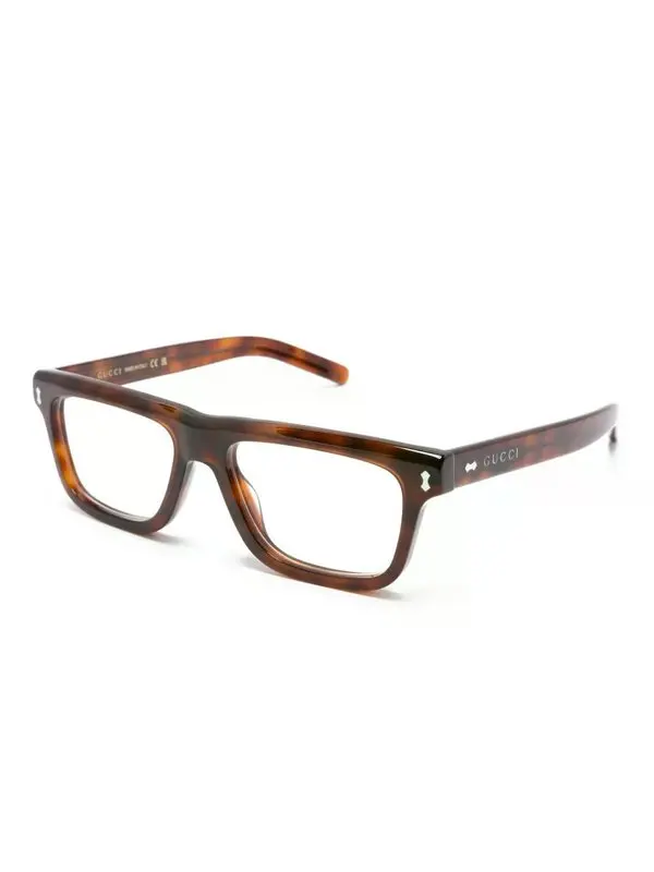 Gucci Tortoiseshell Rectangle-frame Glasses