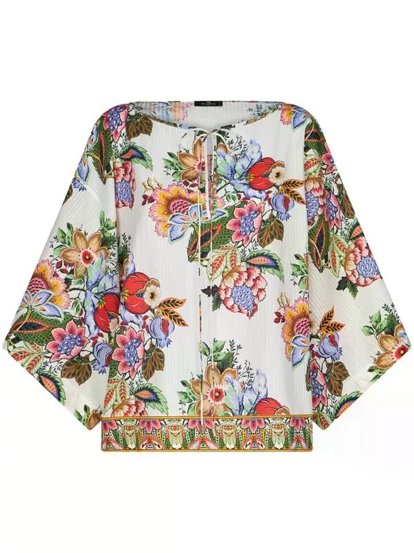 Etro Floral-print Draped Blouse