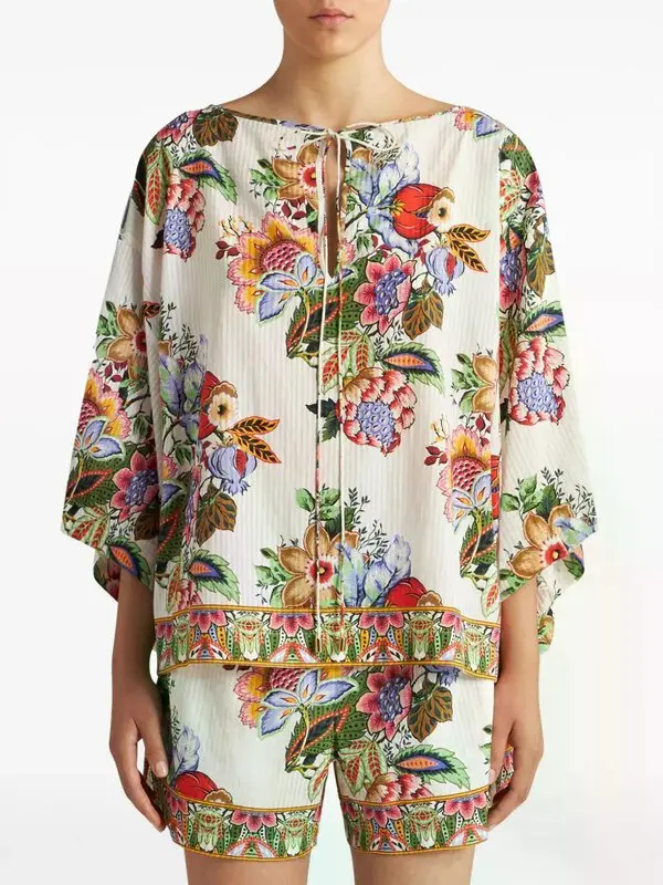 Etro Floral-print Draped Blouse