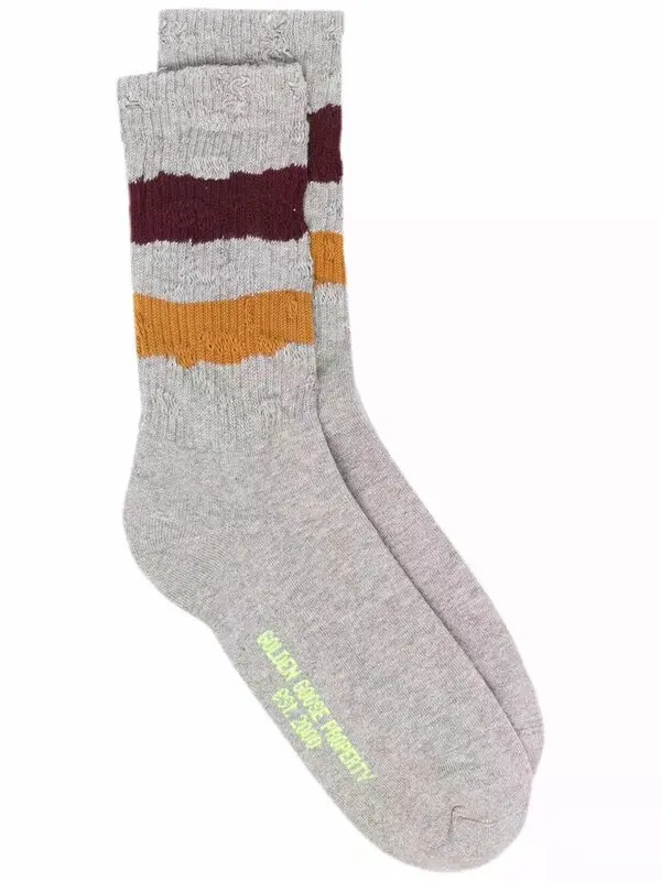 GOLDEN GOOSE Stripe-trim Socks - Grey