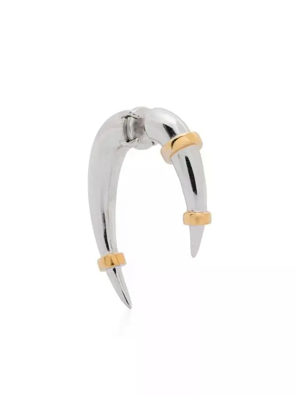 RAINBOW K 14k Yellow And White Gold Horn Single Earring - Silver