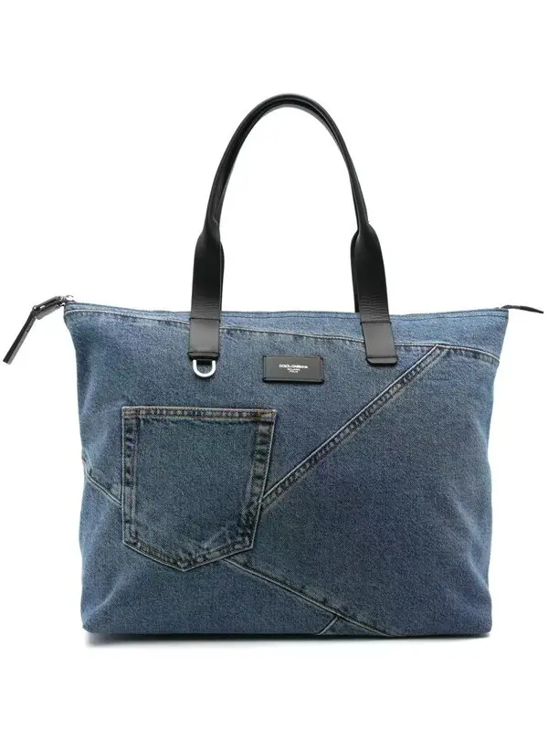 Dolce & Gabbana Patchwork Denim Tote Bag - Blue