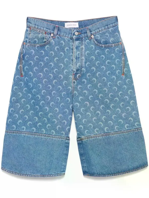 MARINE SERRE Monogram Denim Shorts