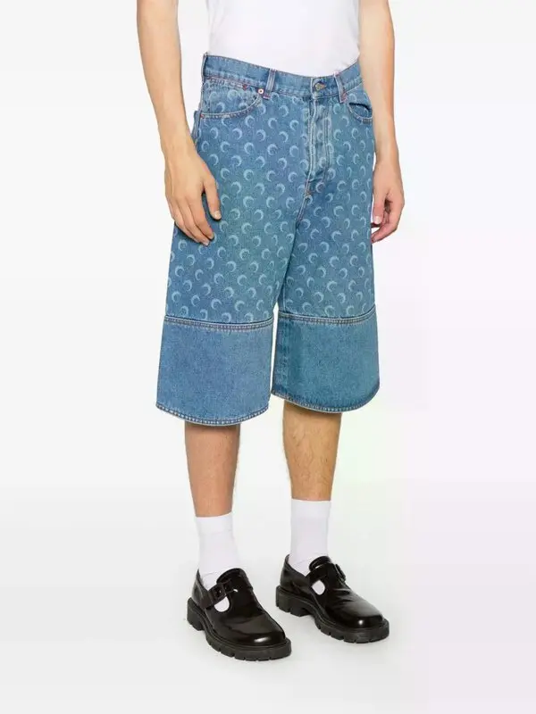 MARINE SERRE Monogram Denim Shorts