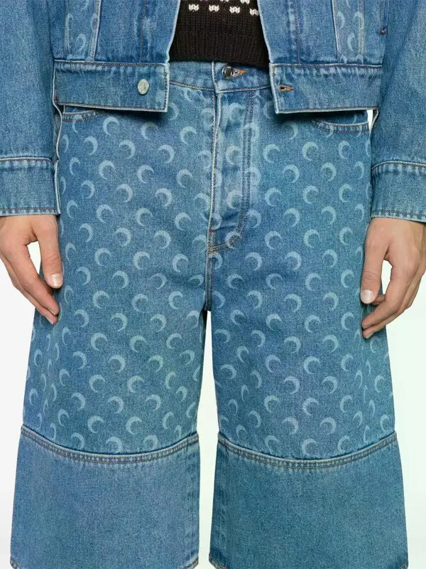 MARINE SERRE Monogram Denim Shorts