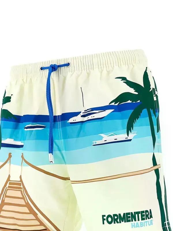 MC2 SAINT BARTH Graphic-print Swim Shorts - Neutrals
