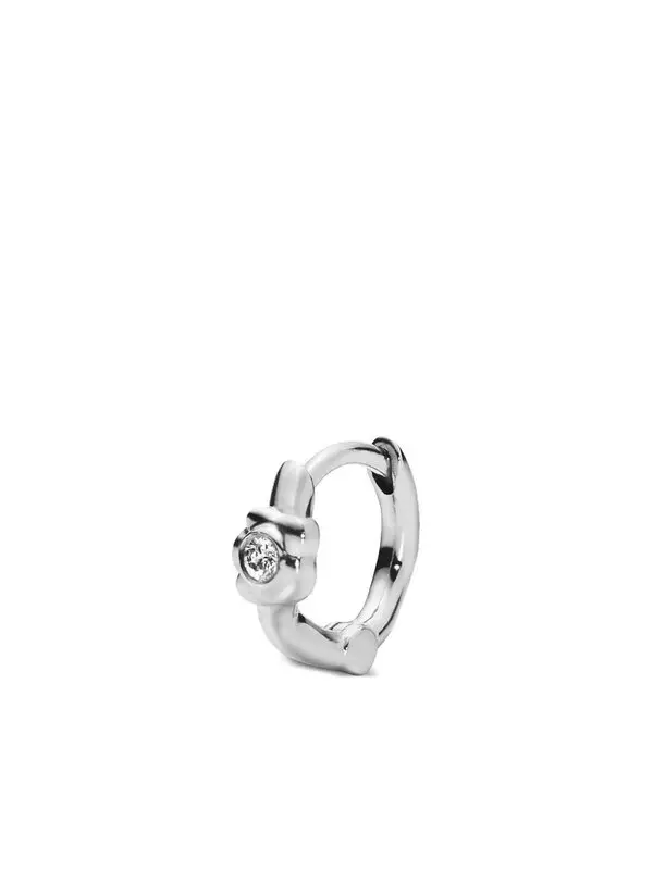 MARIA BLACK 14kt White Gold Flora Diamond Huggie Earring - Silver