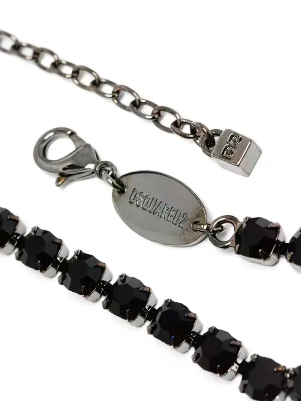 Dsquared2 Black Metal Crystal Embellished Chain Bracelet