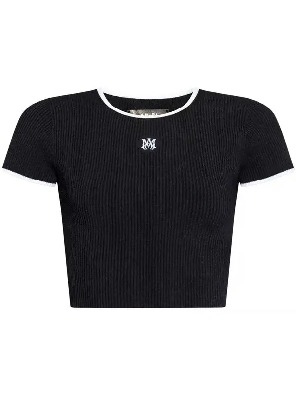 Amiri Ribbed Embroidered Logo Crop Top