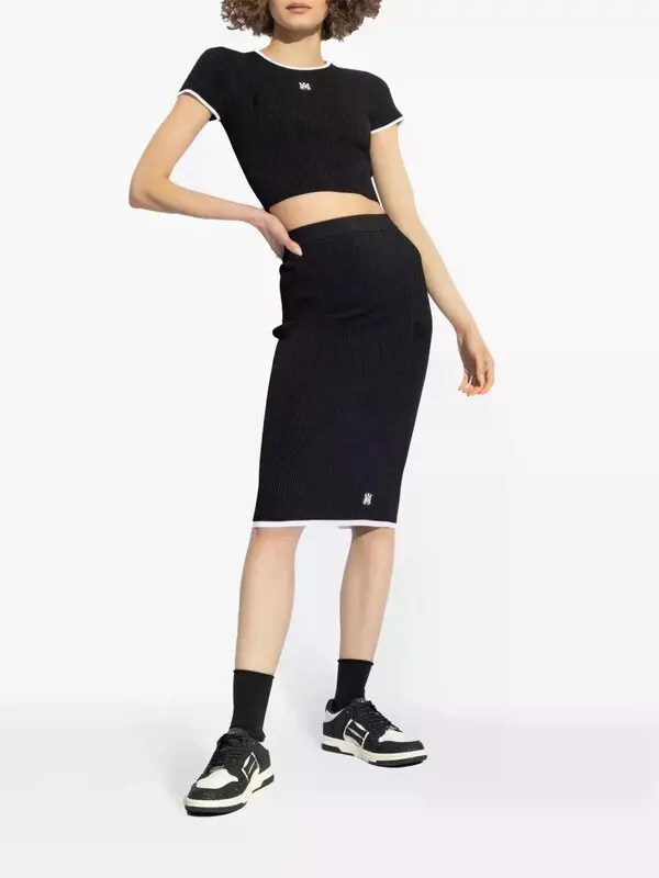 Amiri Ribbed Embroidered Logo Crop Top
