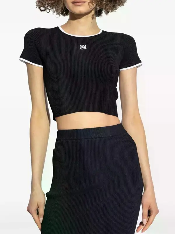 Amiri Ribbed Embroidered Logo Crop Top
