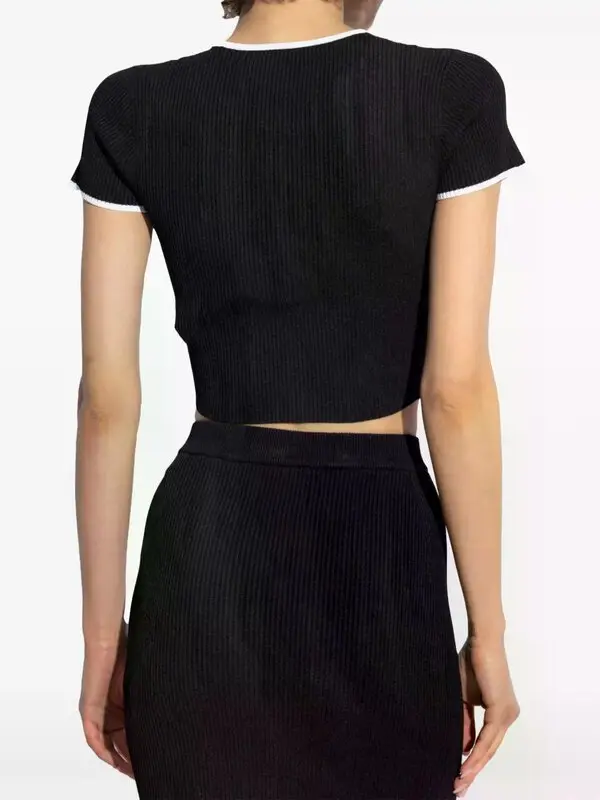 Amiri Ribbed Embroidered Logo Crop Top