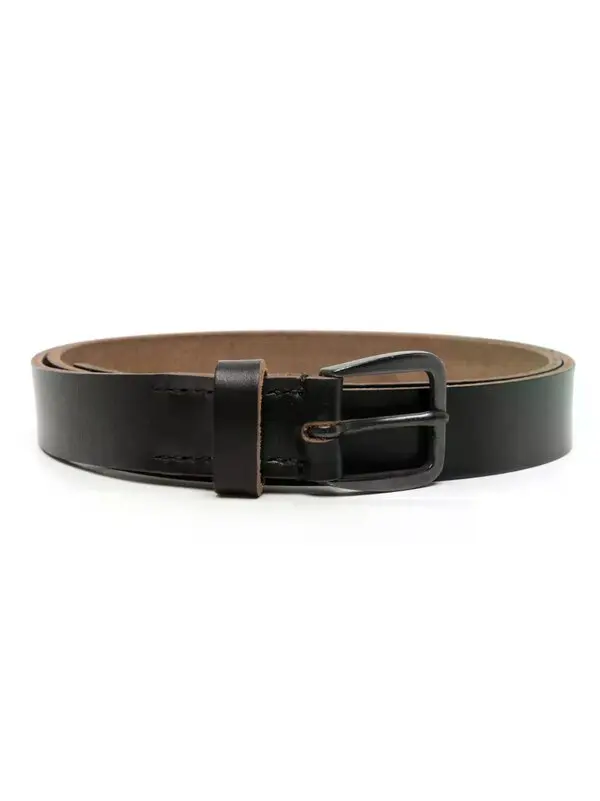 Yohji Yamamoto Logo-debossed Leather Belt - Black
