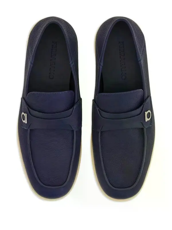 FERRAGAMO Gancini-plaque Leather Loafers