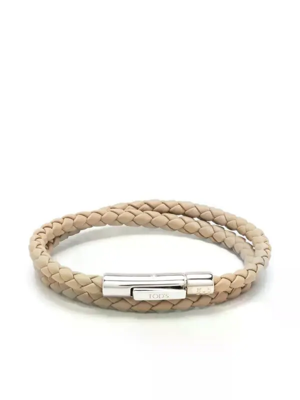 TOD'S Braided Leather Bracelet - Neutrals
