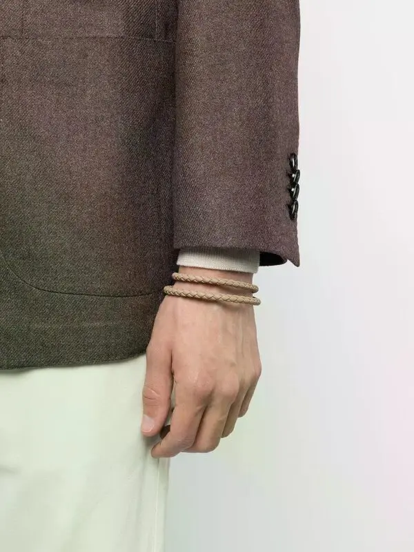 TOD'S Braided Leather Bracelet - Neutrals