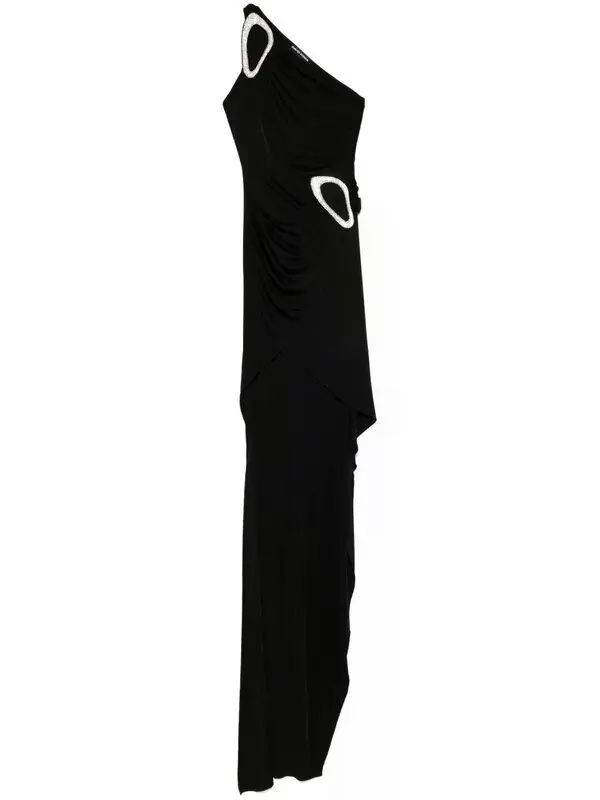 David Koma Crystal-buckle Asymmetric Gown