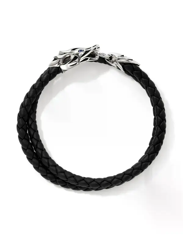 John Hardy Sterling And Leather Naga Wrap Sapphire Bracelet