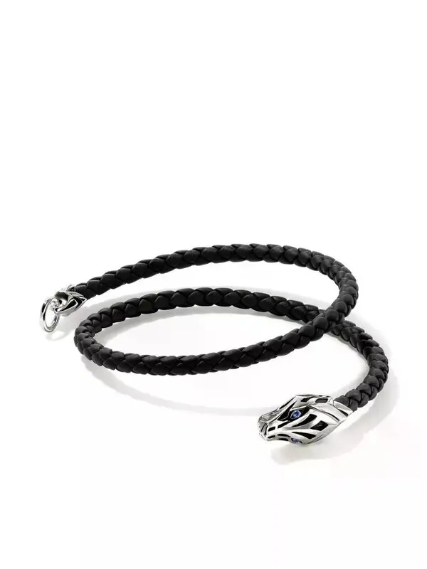 John Hardy Sterling And Leather Naga Wrap Sapphire Bracelet