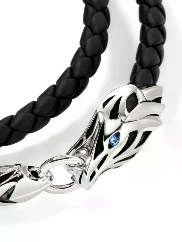 John Hardy Sterling And Leather Naga Wrap Sapphire Bracelet